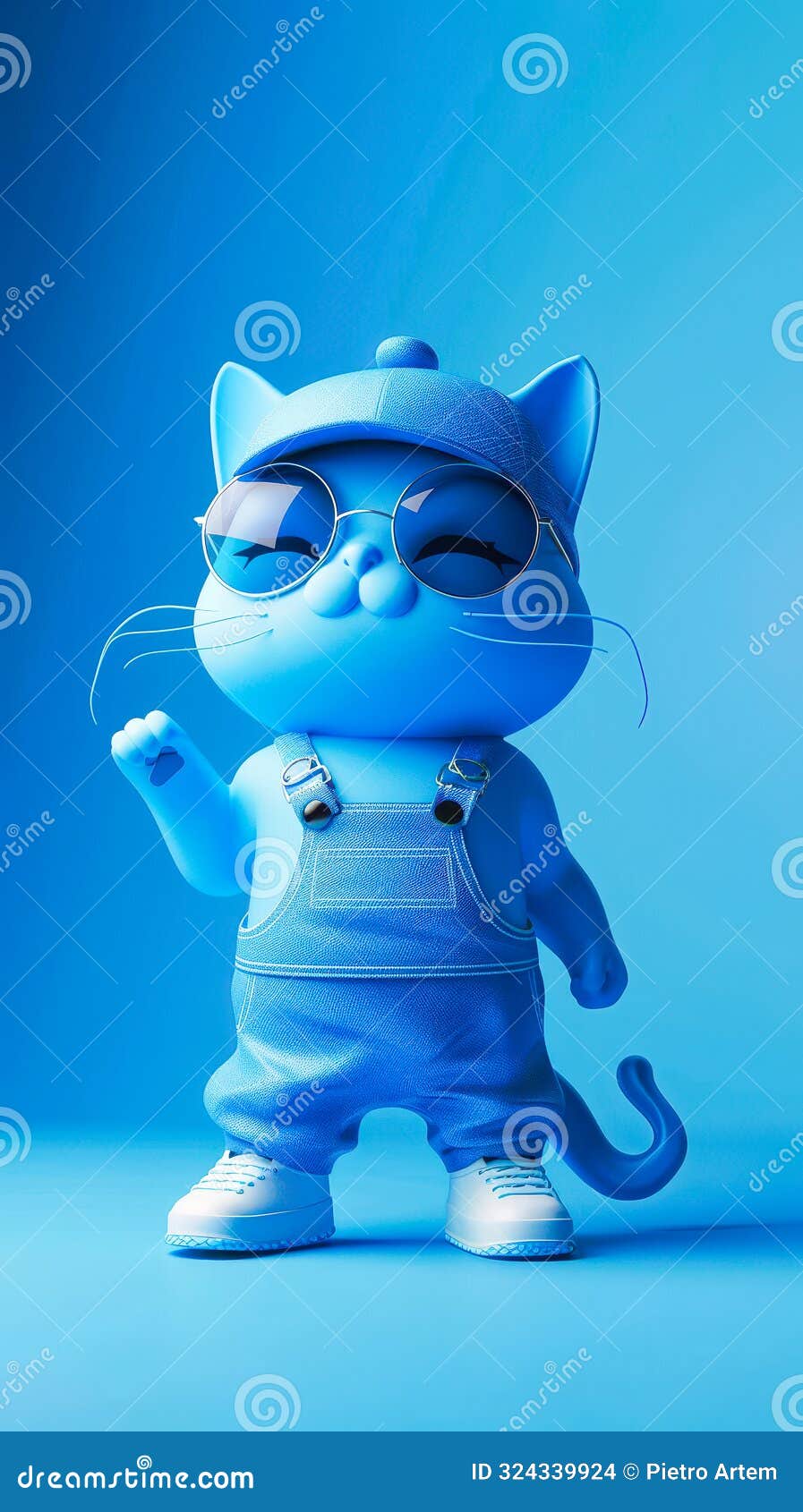 Blue Cat Character Dancing in a Blue Studio Stock Photo - Image of ...