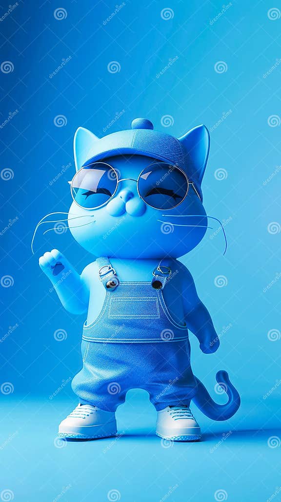 Blue Cat Character Dancing in a Blue Studio Stock Photo - Image of ...