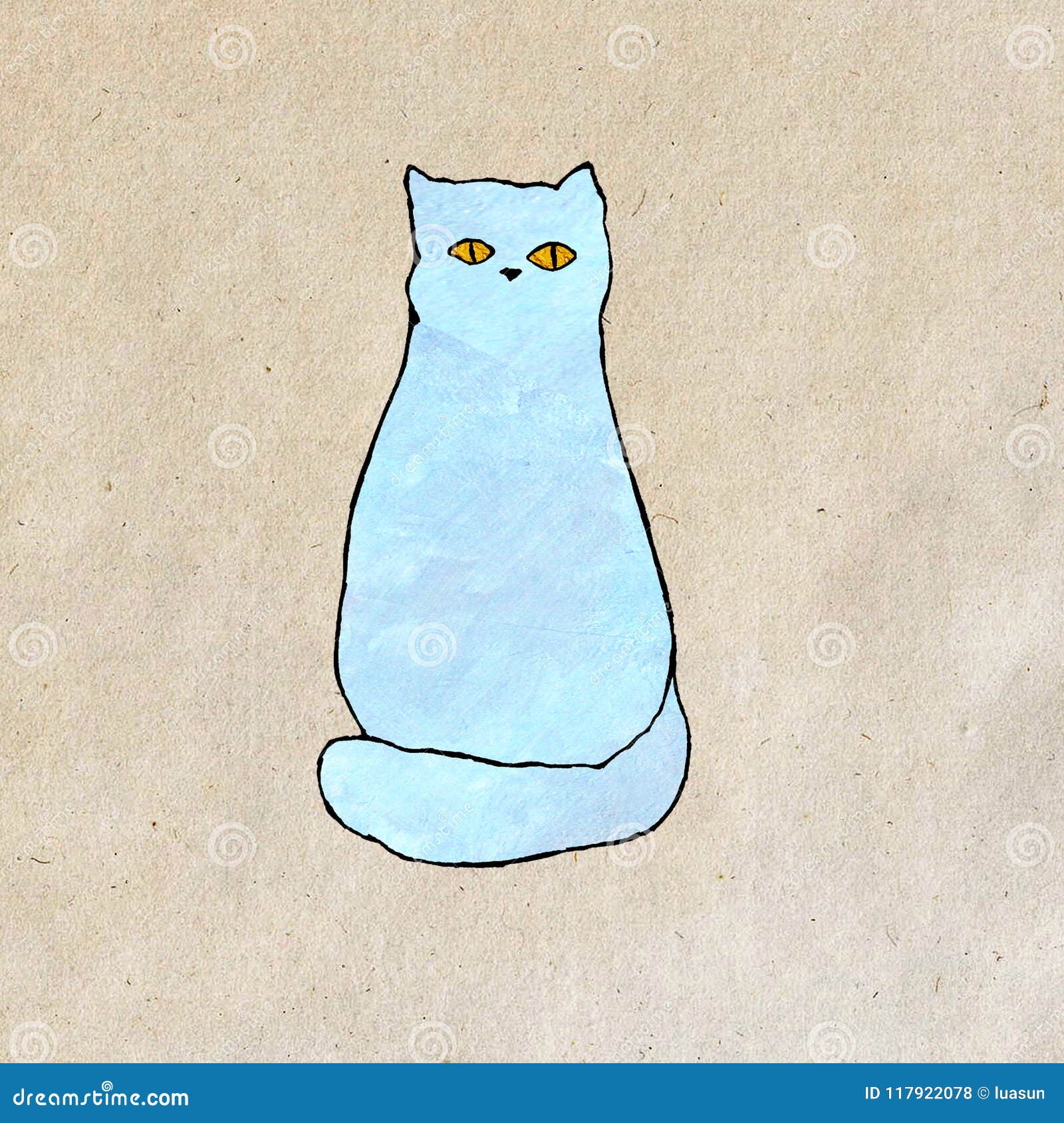 Blue cat on craft paper stock illustration. Illustration of abstract ...