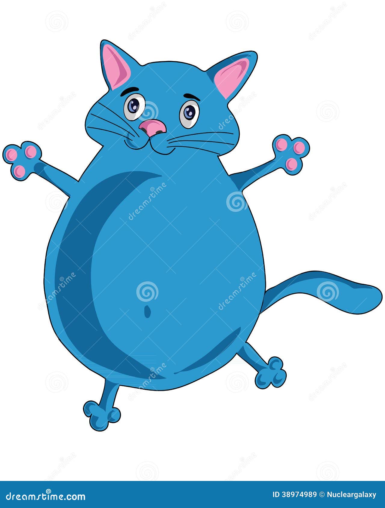 Blue cat stock vector. Illustration of smiling, dancing - 38974989