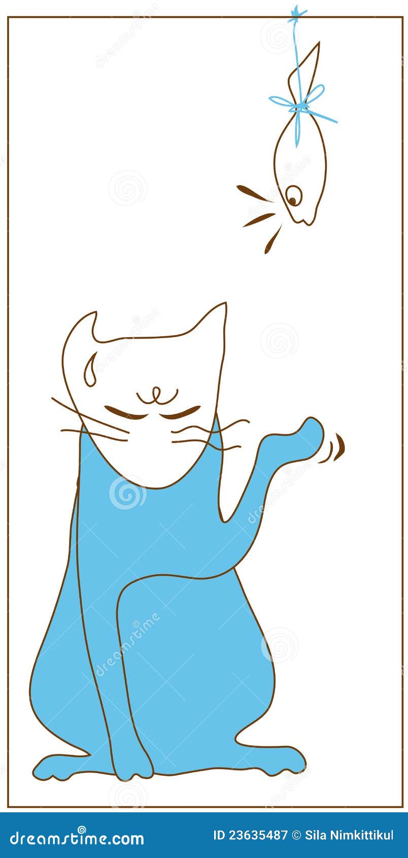 Blue cat give fish please stock illustration. Illustration of vector ...