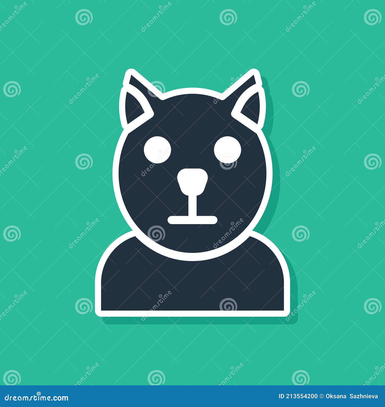 Blue Cat Icon Isolated on Green Background. Animal Symbol Stock Vector ...