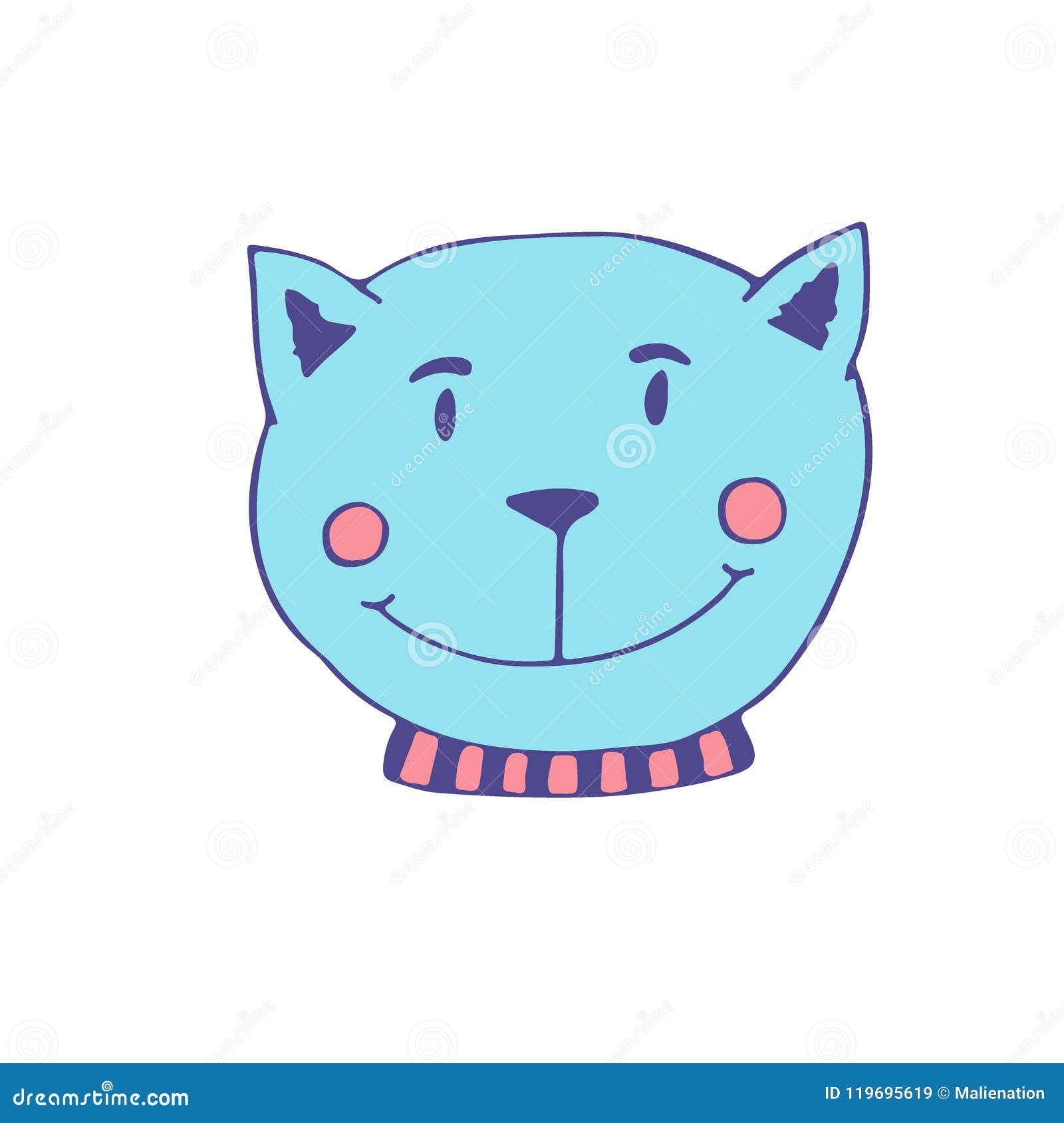 Blue Cat Icon. Vector Print for Poster, Sticker, Shirt Design. Stock ...