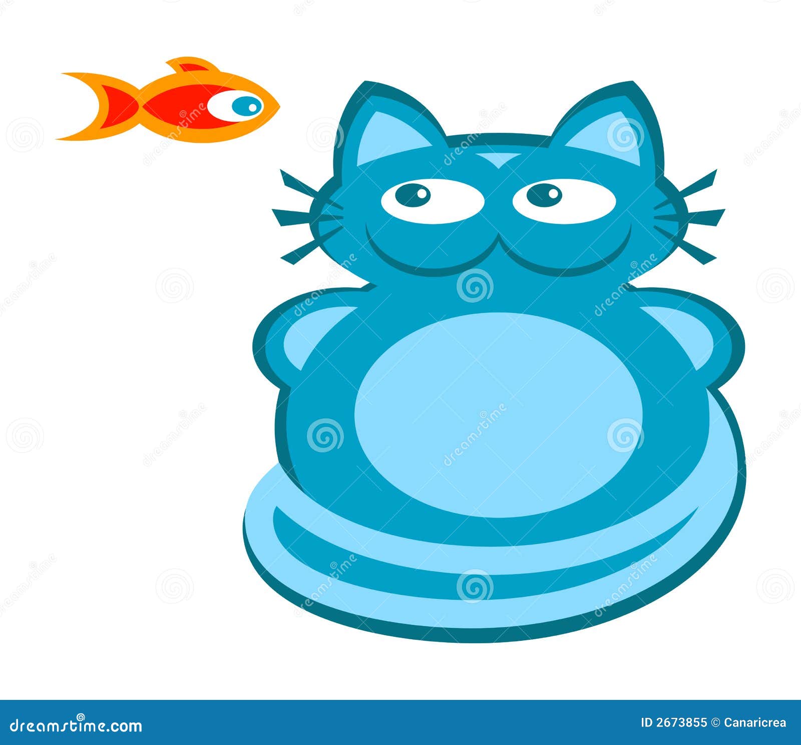 Blue Cat and Red Fish - Vector Stock Vector - Illustration of whiskers ...
