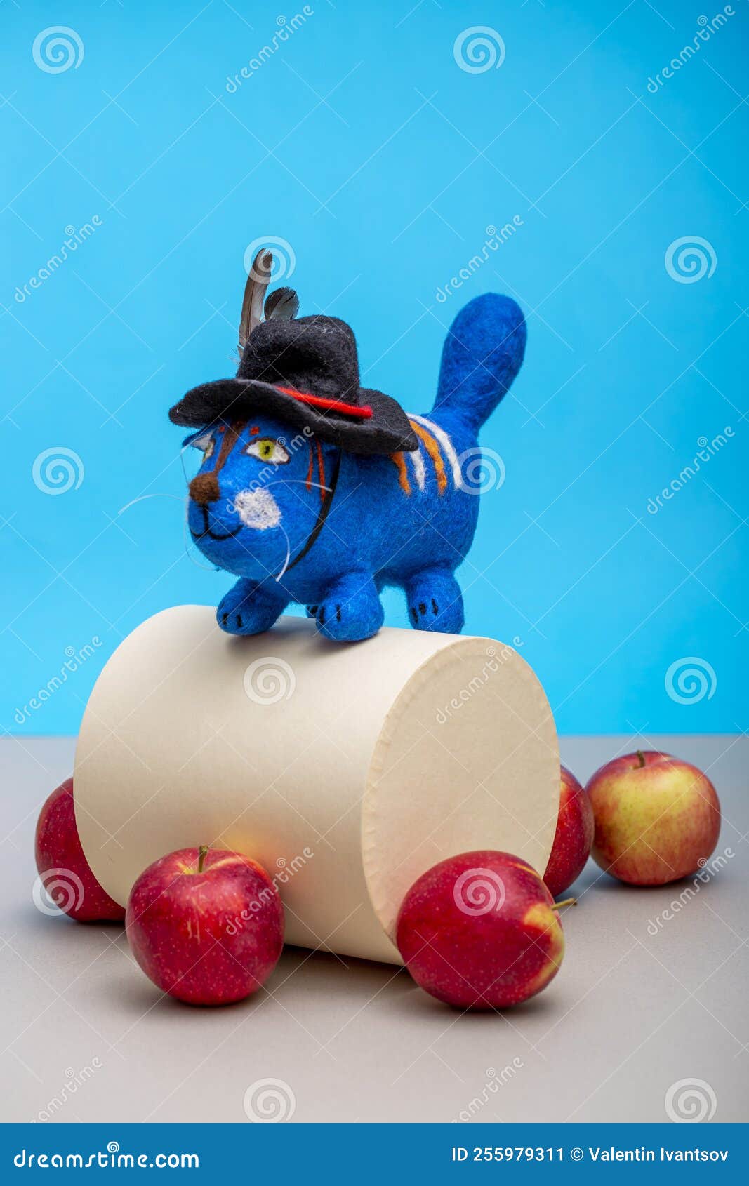 Blue Cat - Soft Toys Made of Felt Wool Stock Image - Image of ...