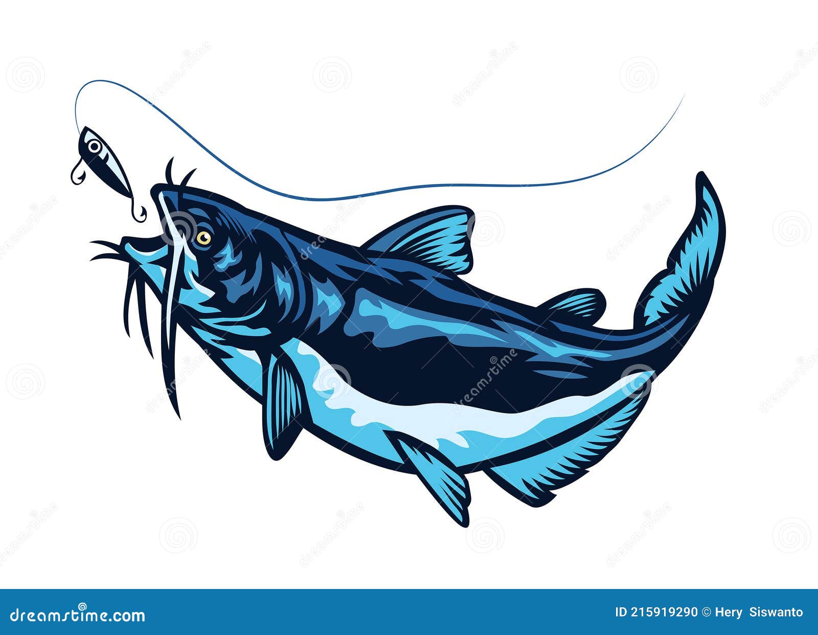 Blue Catfish Glides Gracefully Through The Crystal-clear Water, Close ...