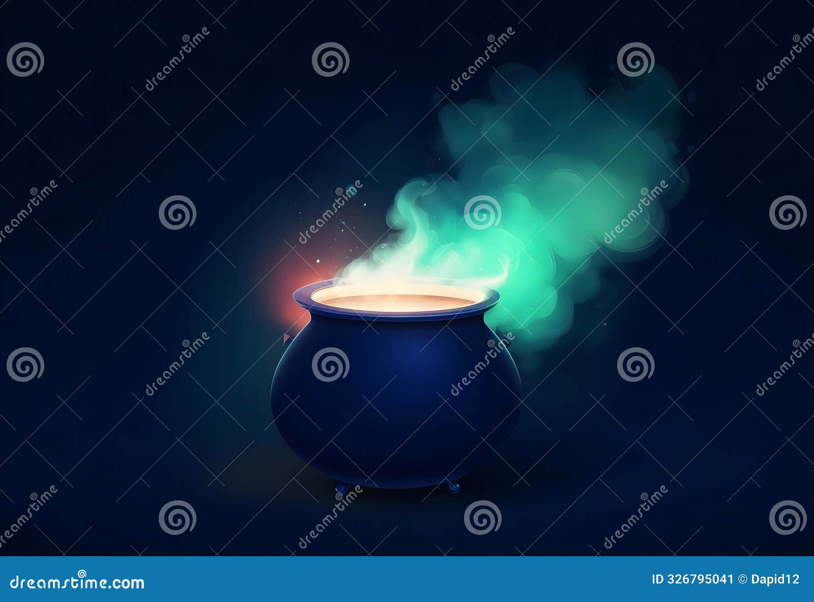 A Blue Cauldron with a Dark Blue Background with a Light on it and ...