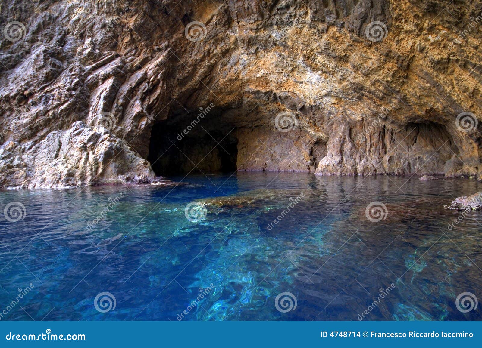 A Blue Cave in the Mediterranean Sea Stock Photo - Image of ...