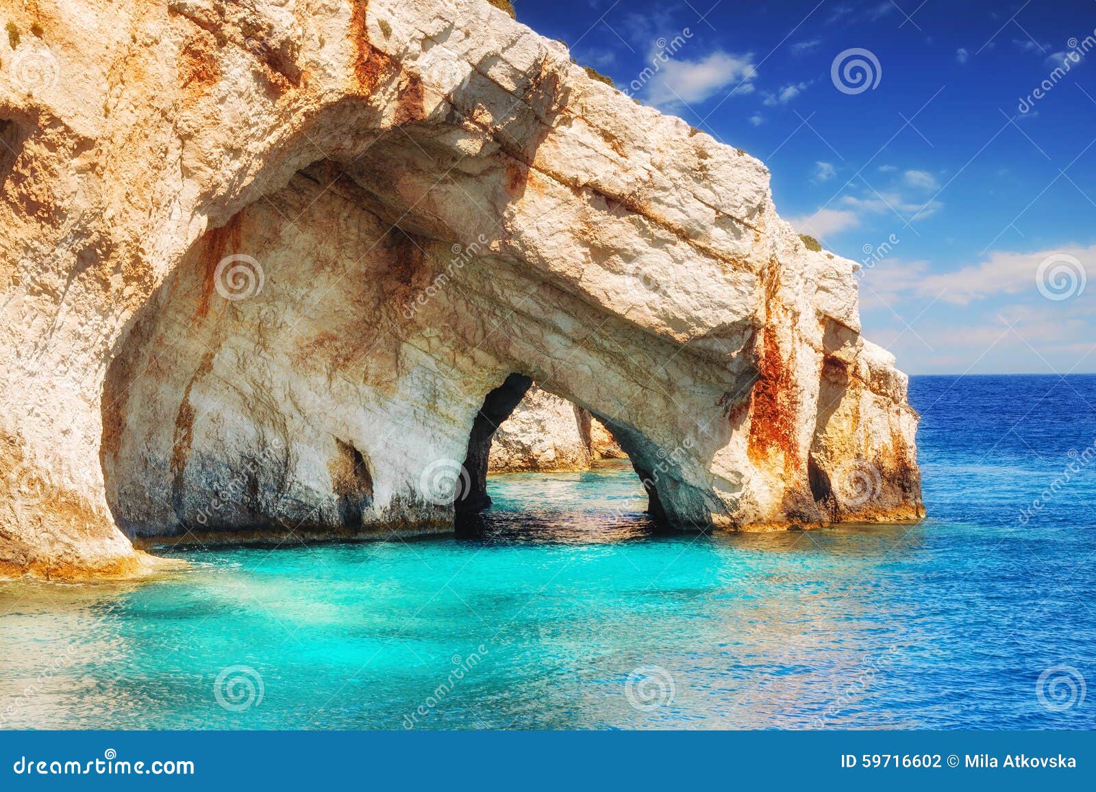 Blue Caves, Zakynthos Island Stock Photo - Image of bottom, ocean: 59716602