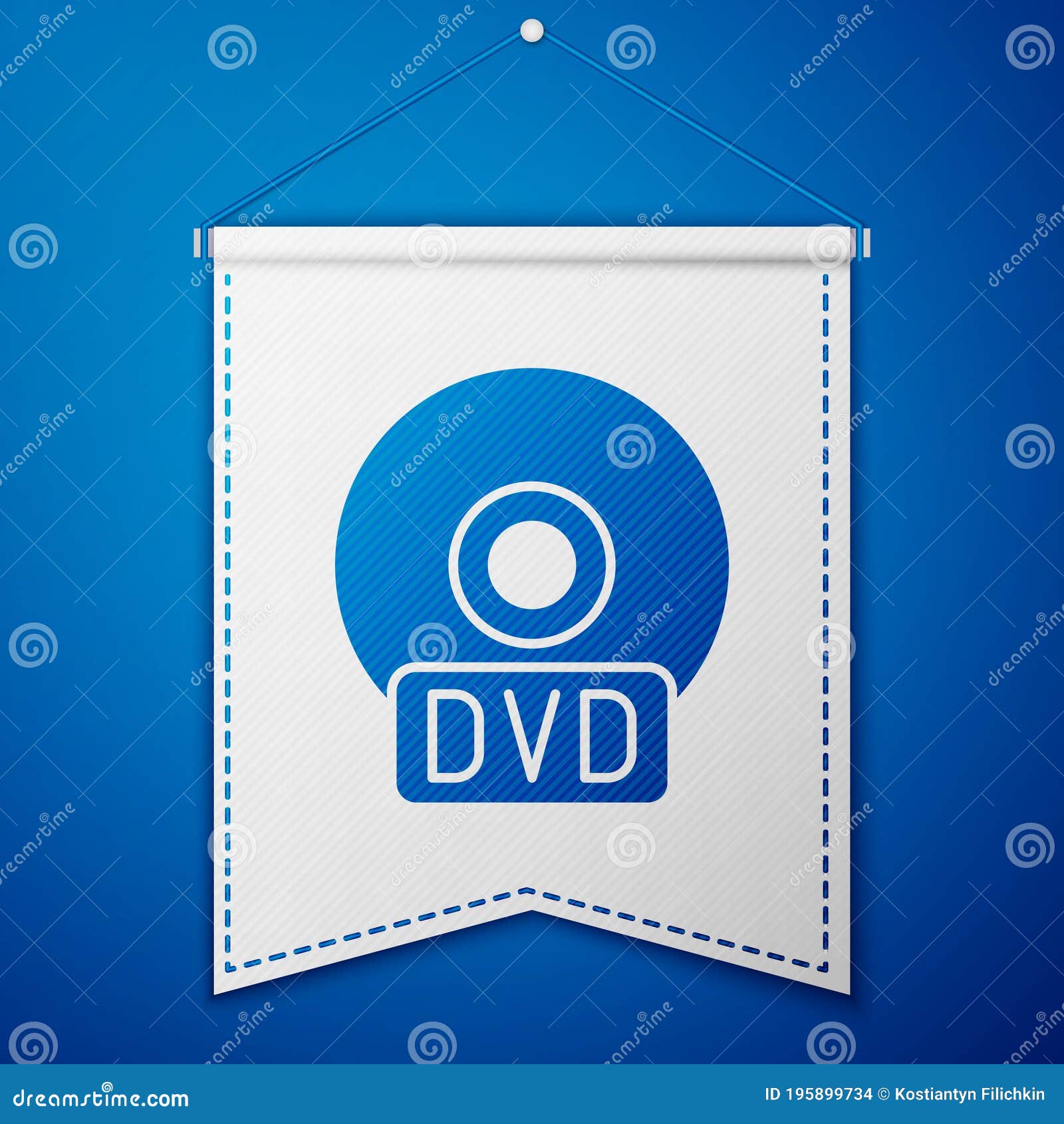 Blue CD or DVD Disk Icon Isolated on Blue Background. Compact Disc Sign ...