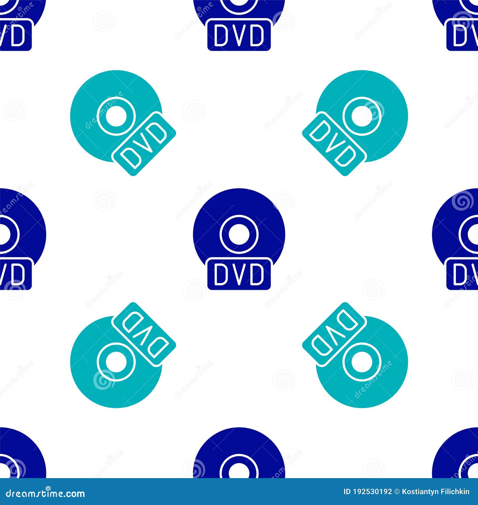 Blue CD or DVD Disk Icon Isolated Seamless Pattern on White Background ...