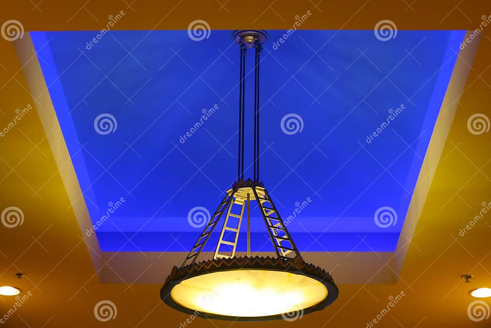 Blue Ceiling Lighting Treatment Stock Photo - Image of back, energy ...