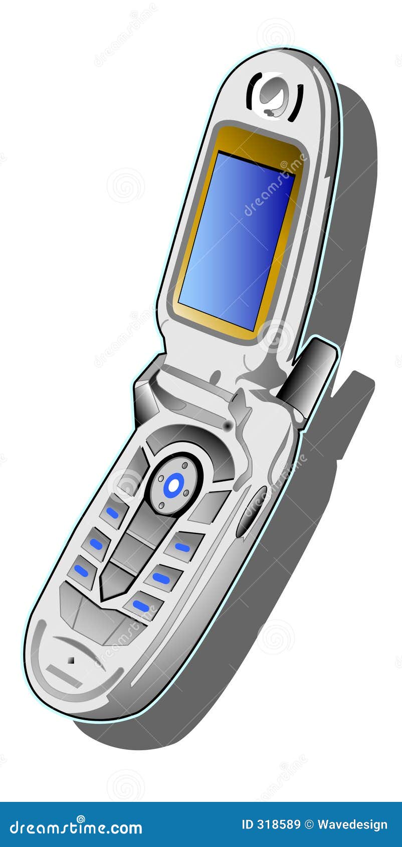 Blue Cell phone stock vector. Illustration of waiting, voicemail - 318589