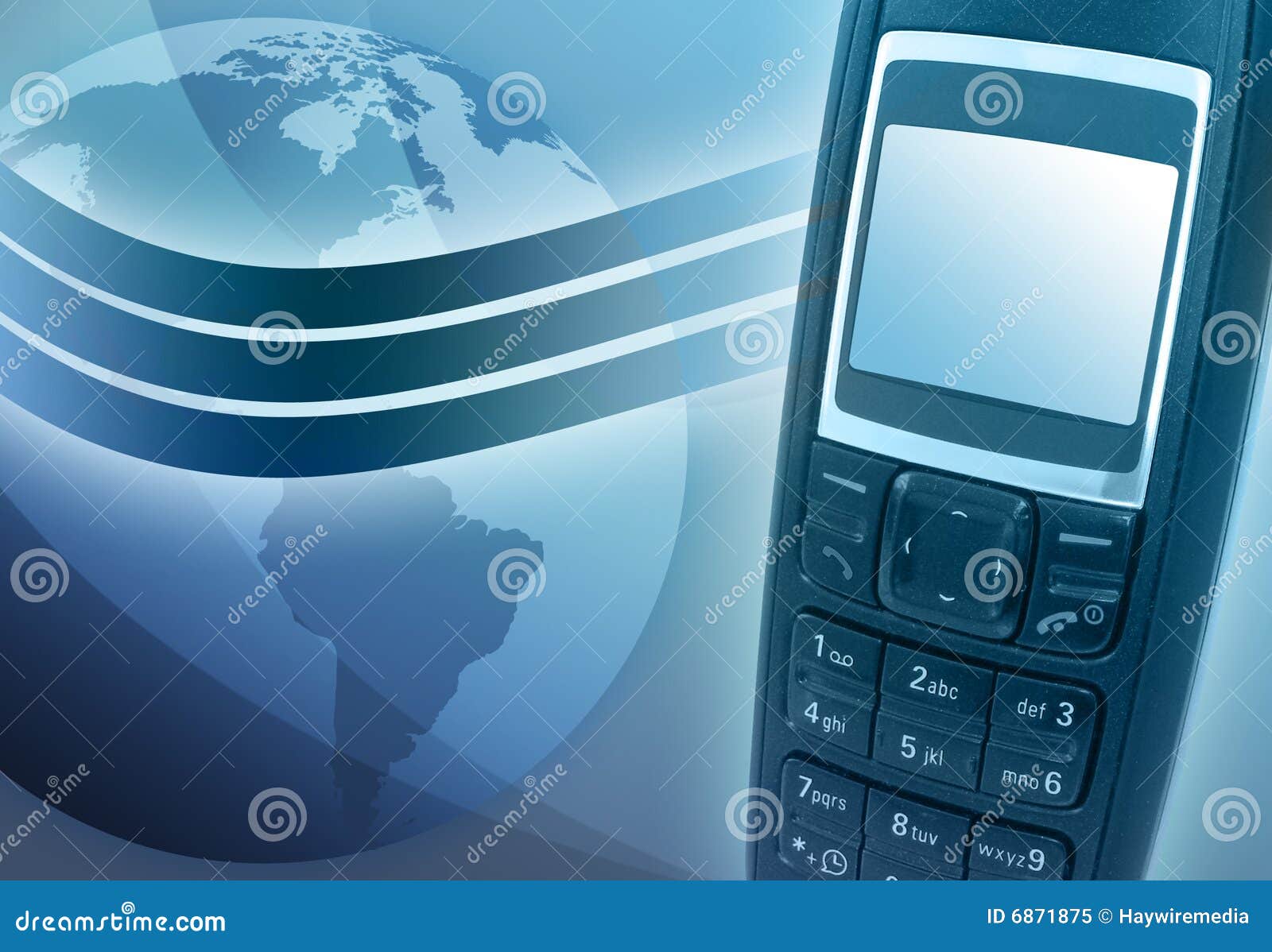 Blue Cell Phone with Earth stock illustration. Illustration of ...