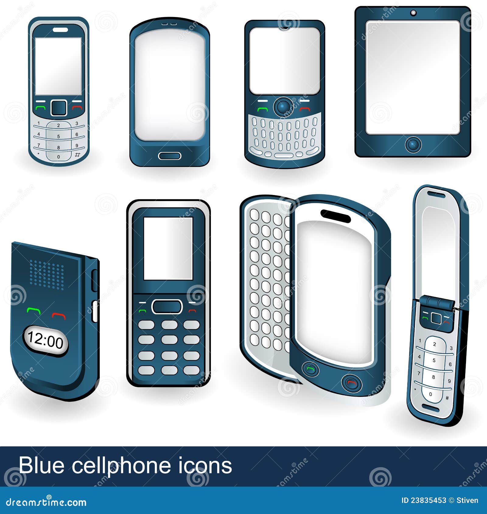 Blue cellphone icons stock vector. Illustration of palm - 23835453
