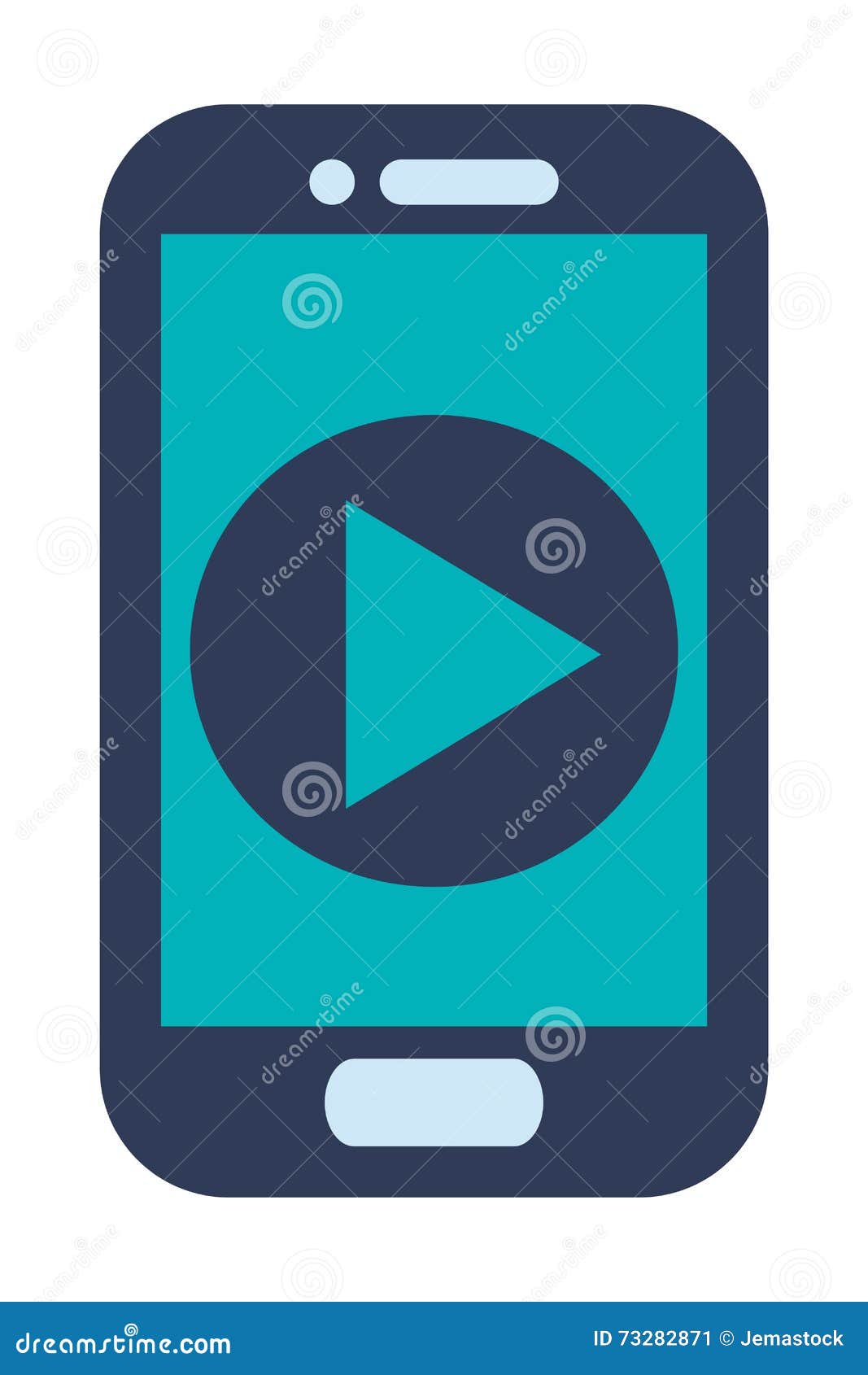 Blue cellphone play icon stock illustration. Illustration of mobile ...