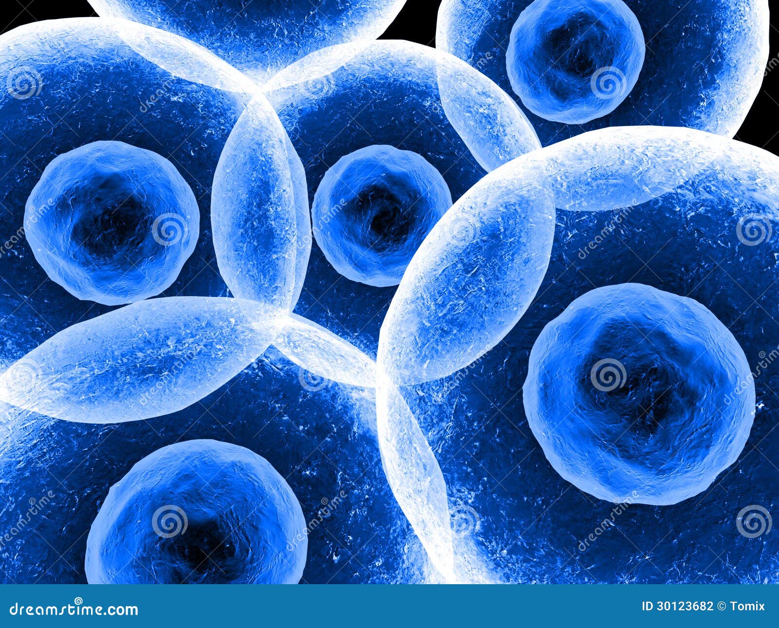 Blue Cells, Microscopic Particles. Molecules, Molecular Cell. Close Up ...