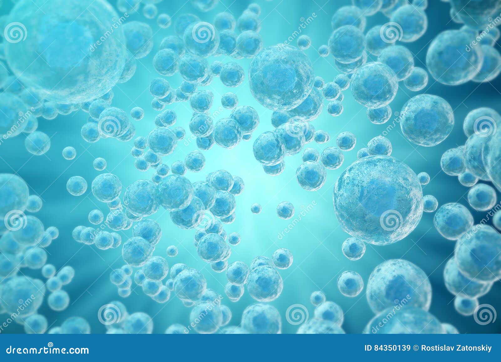 Blue Cells Science Bacgkround. 3d Rendering Stock Illustration ...
