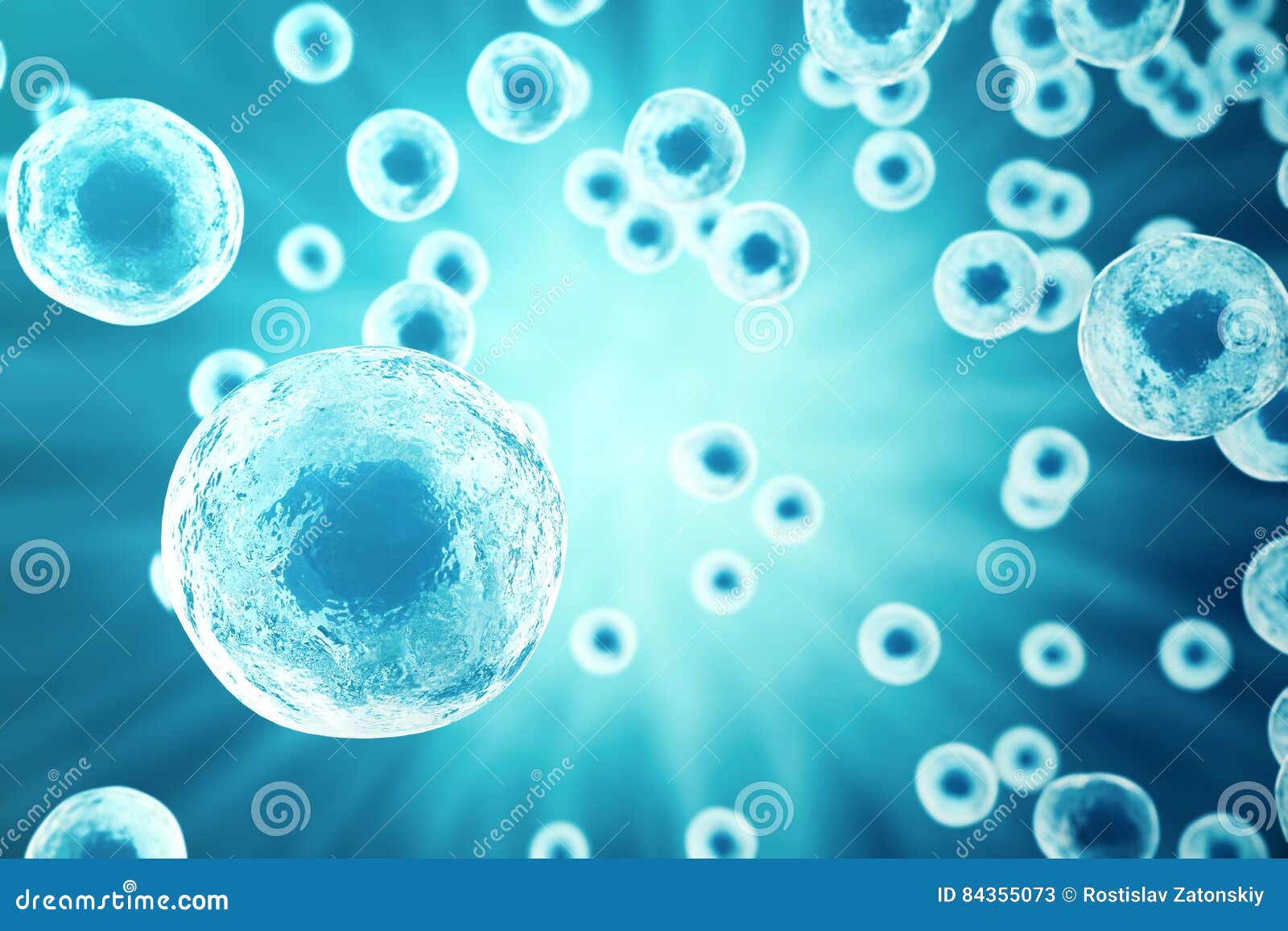 Blue Cells Science Bacgkround. 3d Rendering Stock Illustration ...