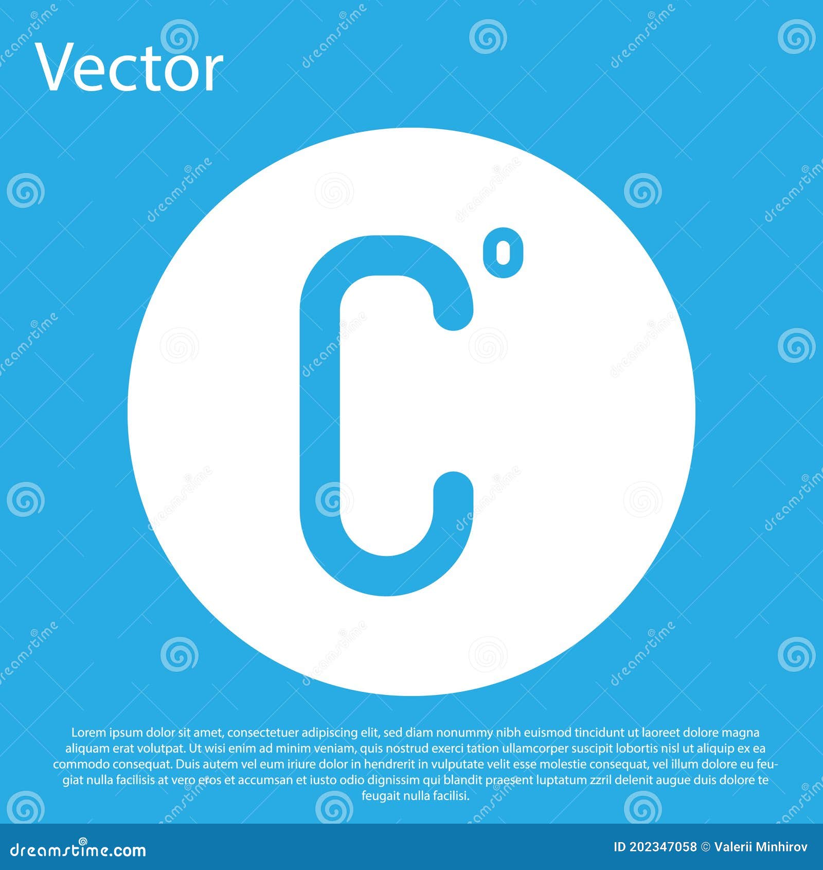 Blue Celsius Icon Isolated on Blue Background. White Circle Button ...
