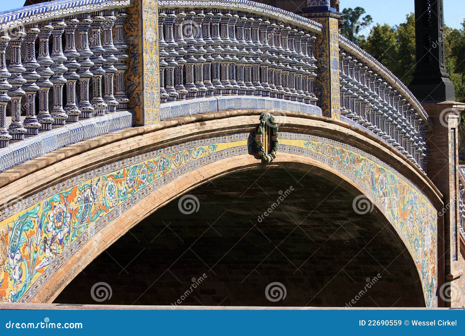 Blue Ceramic Bridge at Plaza De Espana, Seville Stock Image - Image of ...