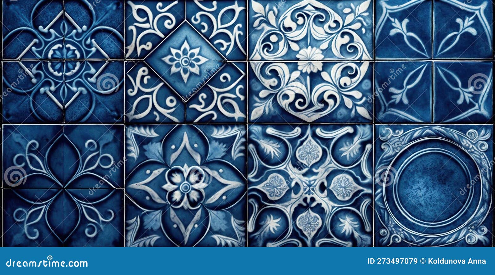 Blue Ceramic Tile, Created with Generative AI Technology Stock ...