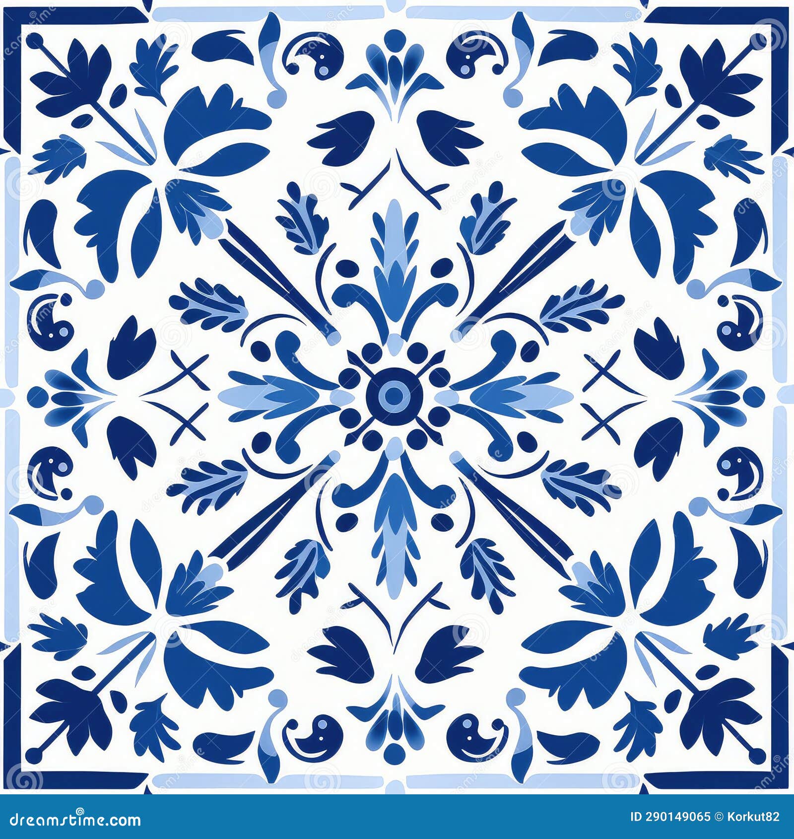 Blue ceramic tile pattern stock illustration. Illustration of portugal ...