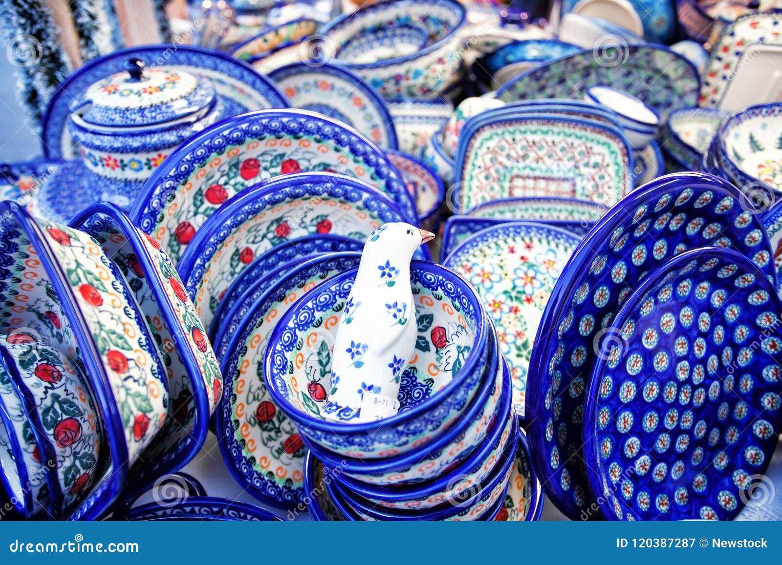 Blue Ceramics Dishes stock image. Image of handmade - 120387287