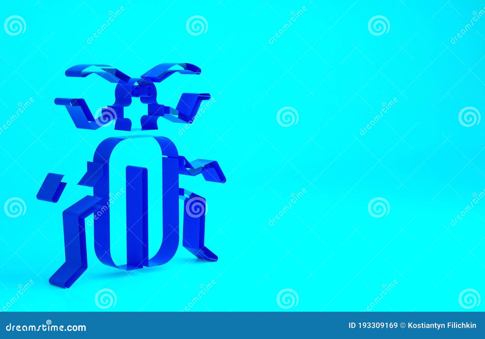Blue Chafer Beetle Icon Isolated on Blue Background. Minimalism Concept ...