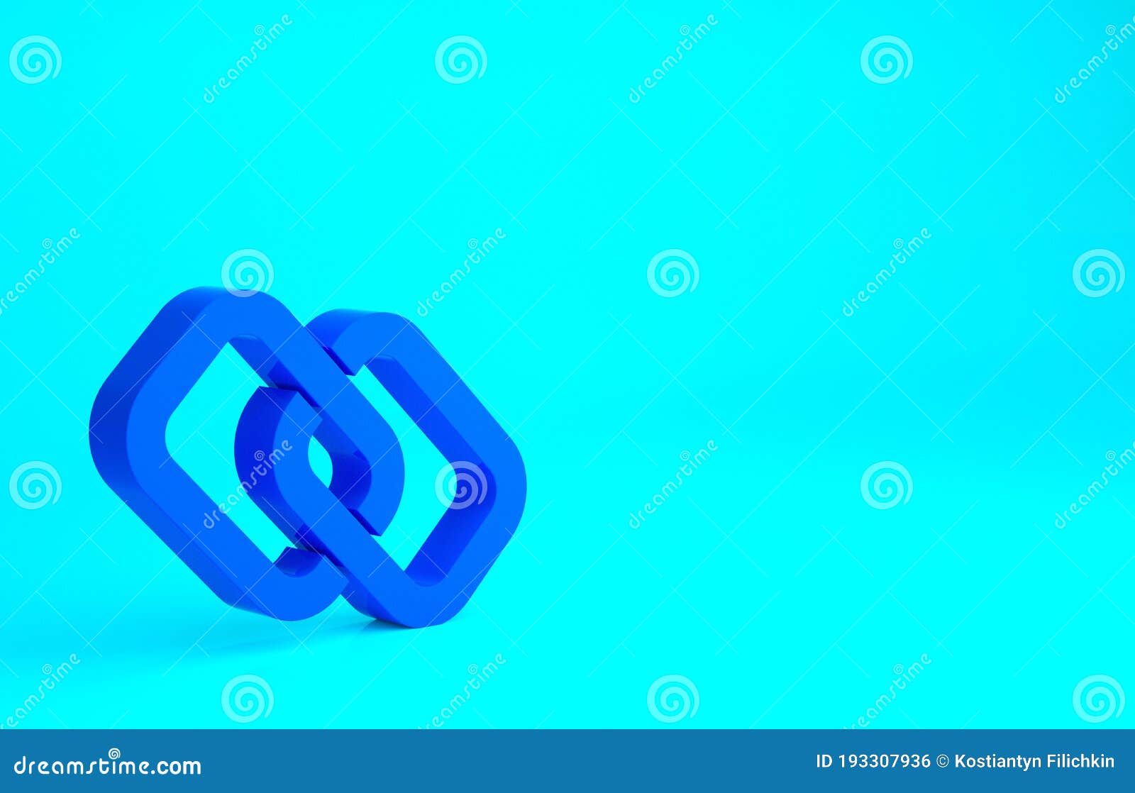 Blue Chain Link Icon Isolated on Blue Background. Link Single ...