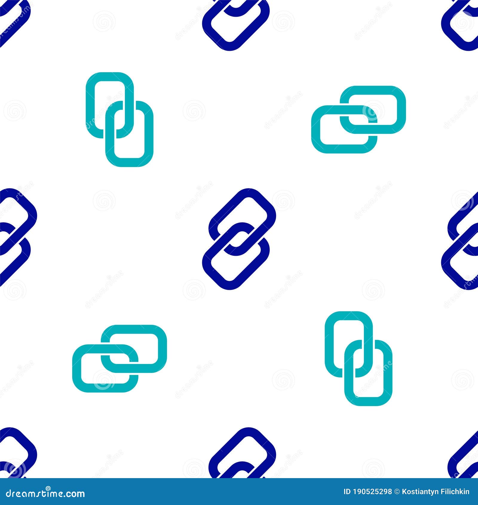 Blue Chain Link Icon Isolated Seamless Pattern on White Background ...