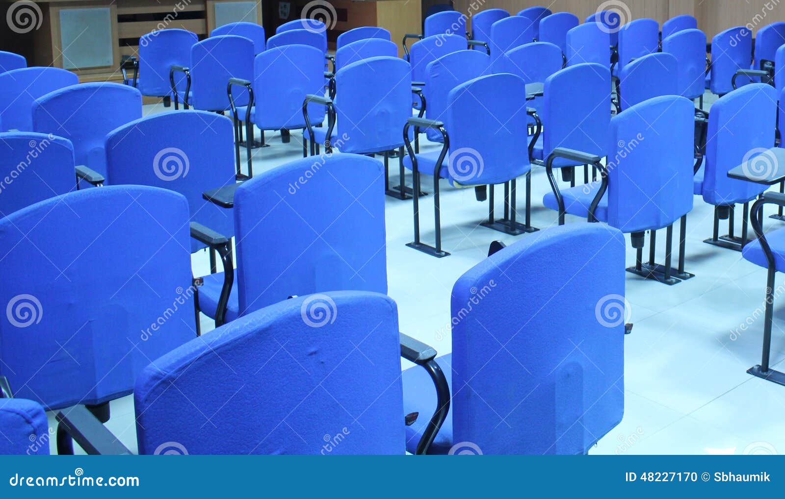 Blue Chair in a Conference Room Stock Photo - Image of education, stack ...