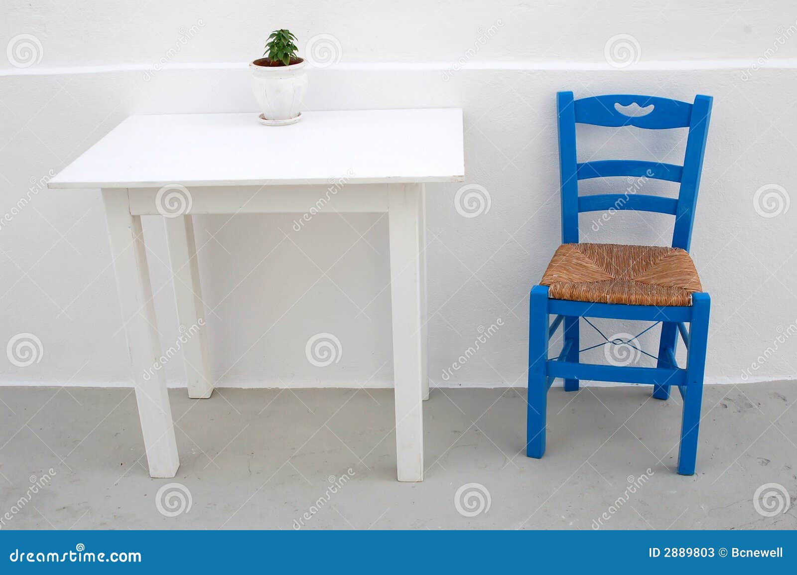 Blue Chair on Greek Patio stock image. Image of woodworking - 2889803