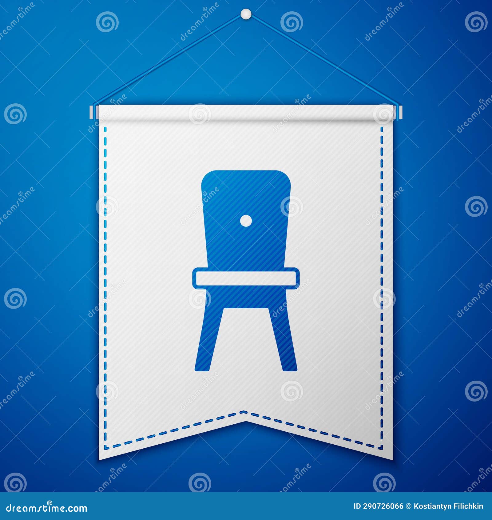Blue Chair Icon Isolated on Blue Background. White Pennant Template ...
