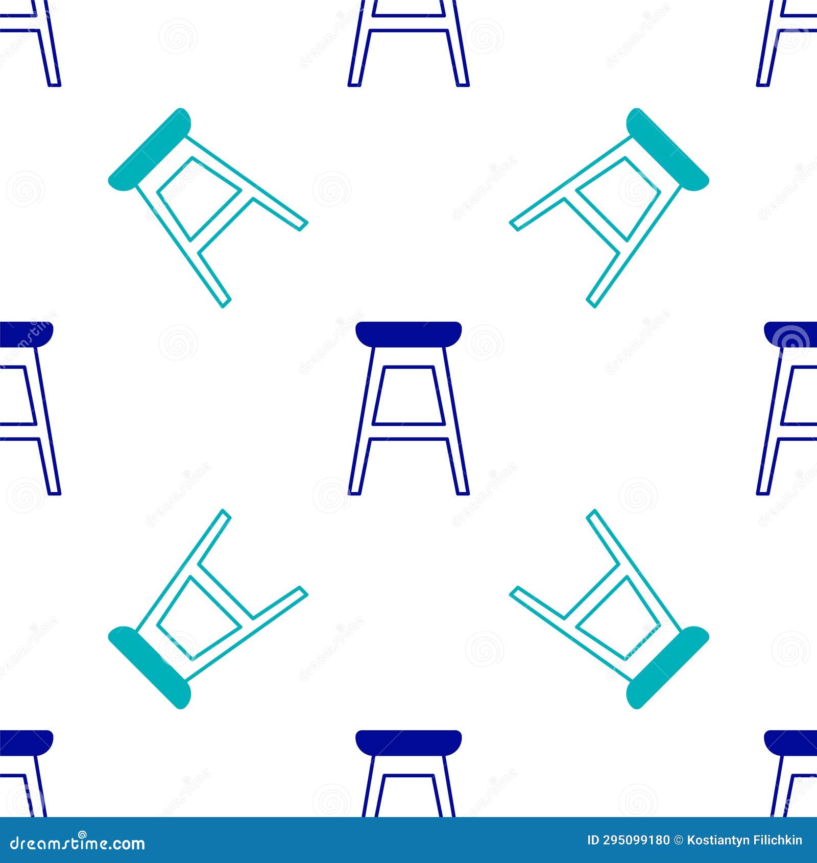 Blue Chair Icon Isolated Seamless Pattern on White Background. Vector ...