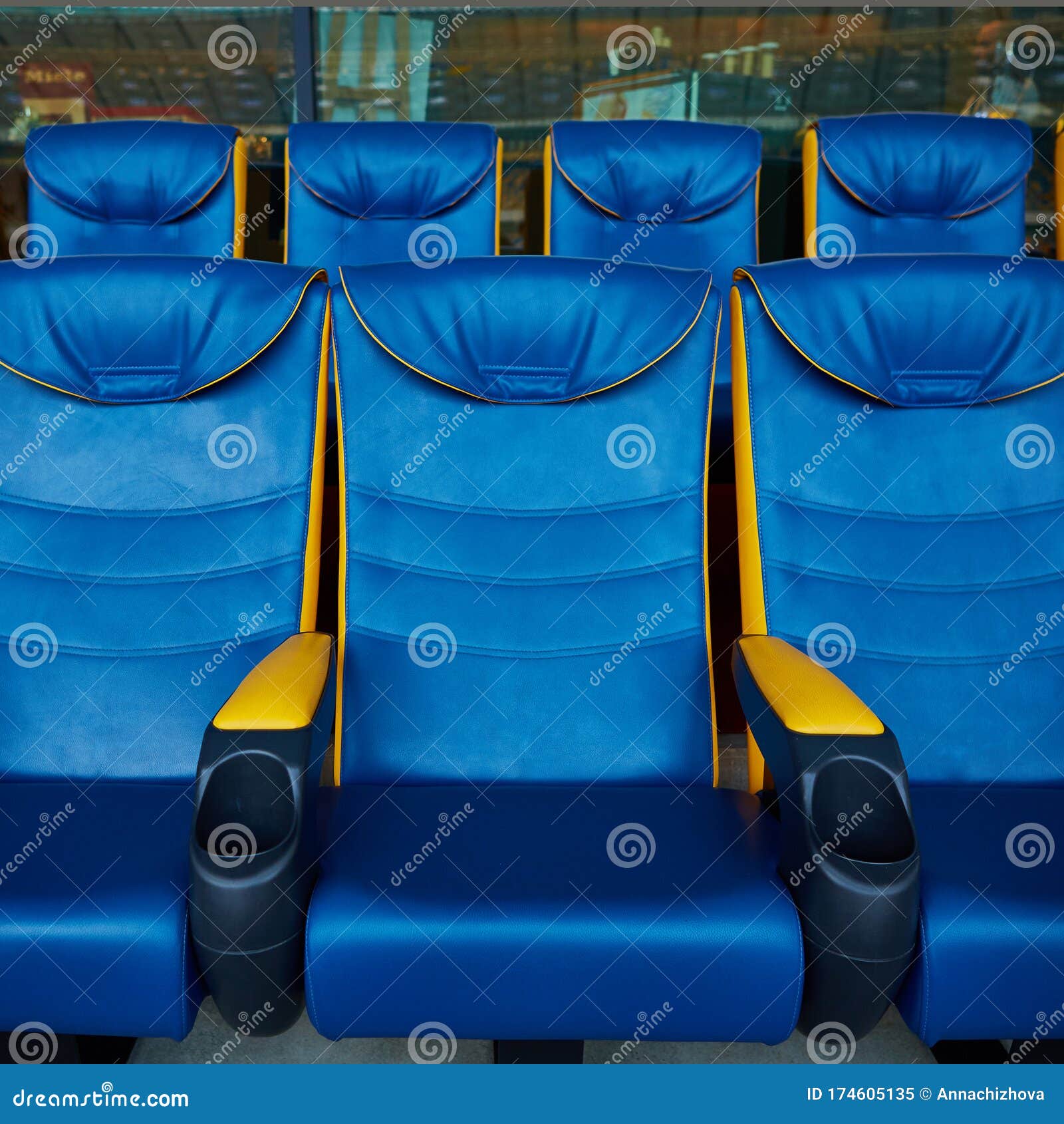 Blue Chair on Sport Stadium Stock Image - Image of football, outdoors ...