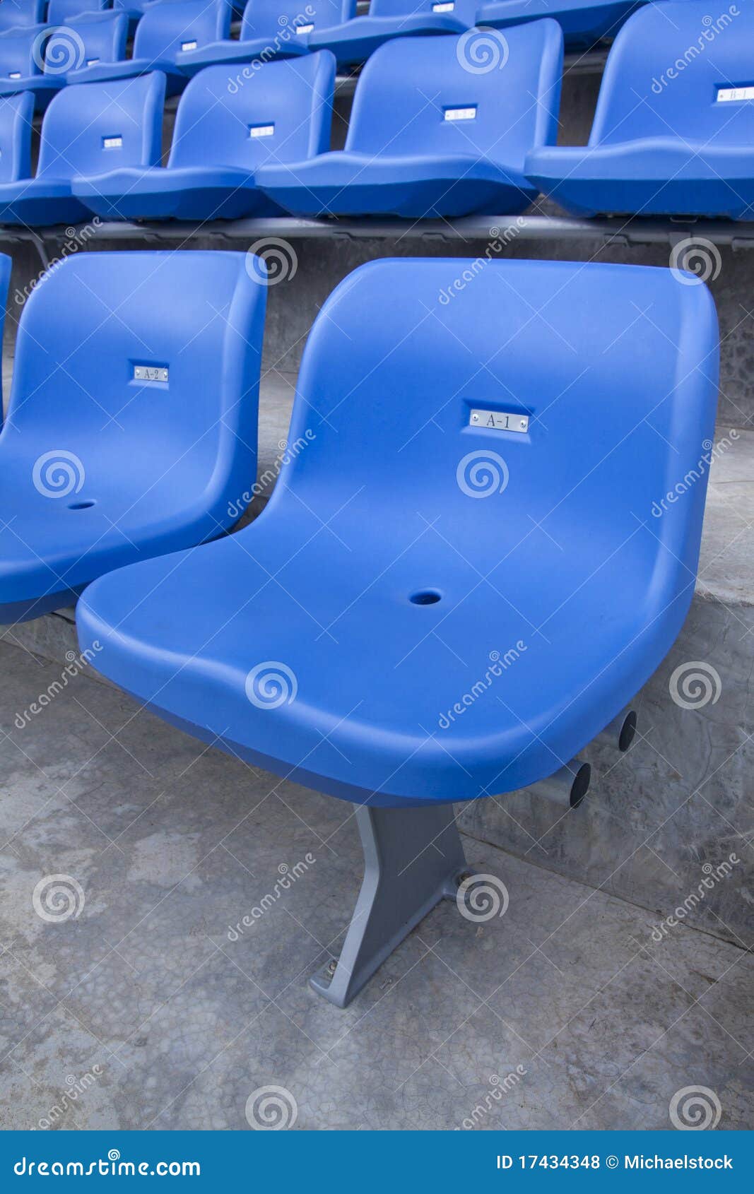 Blue Chairs in the Stadium. Stock Photo - Image of clouds, game: 17434348