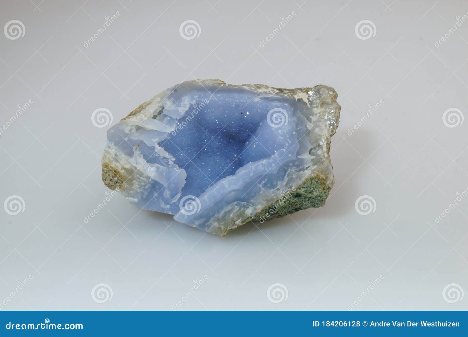 Blue chalcedony geode stock photo. Image of closeup - 184206128