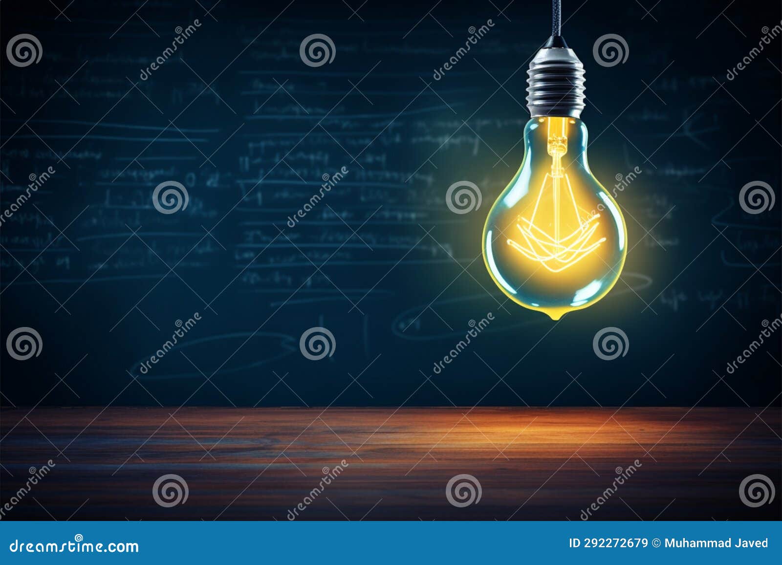 Blue Chalkboard Backdrop with a Glowing Light Bulb, Signifying ...