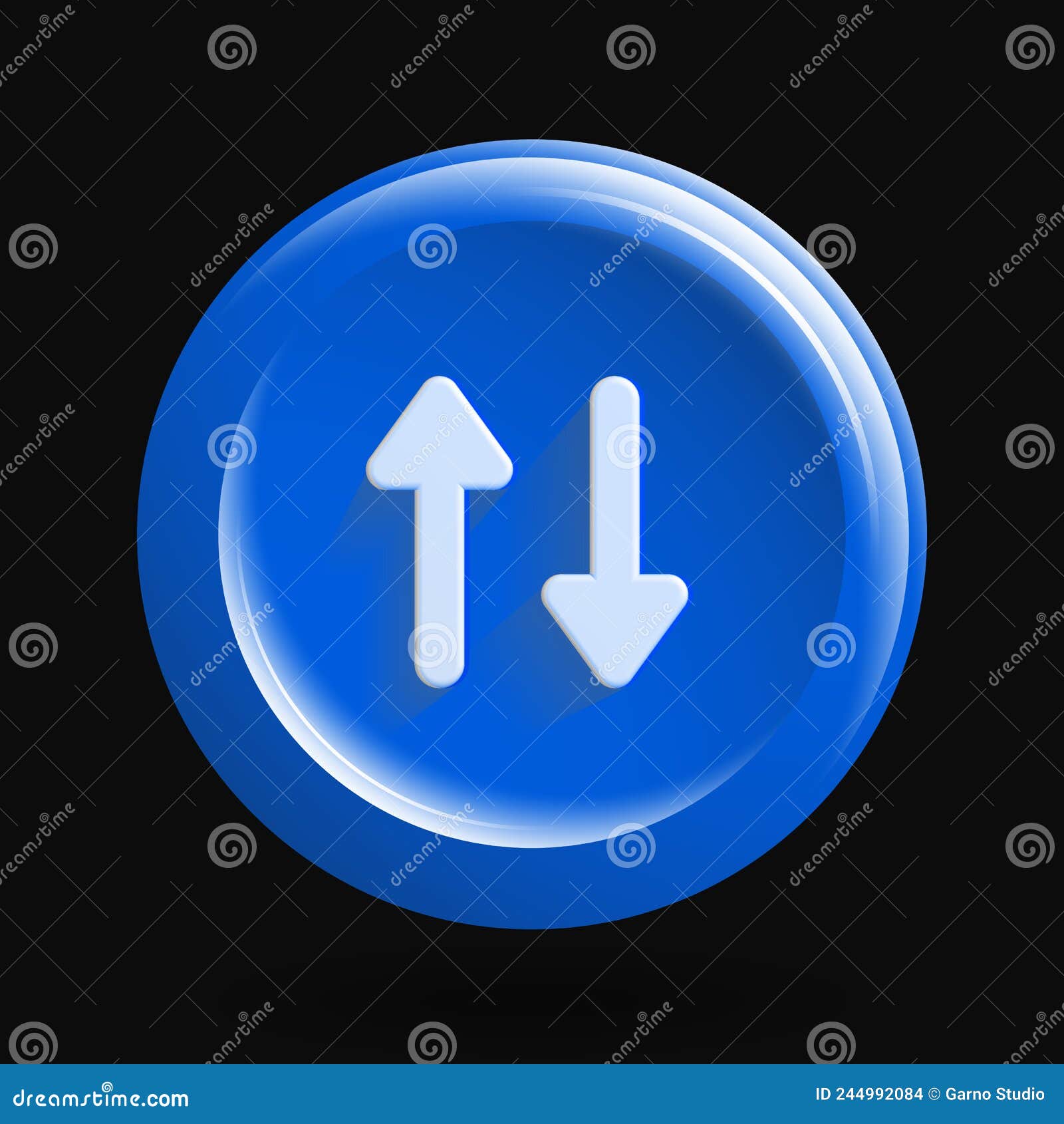 Blue Change Icon. Round Button with Arrows Stock Vector - Illustration ...