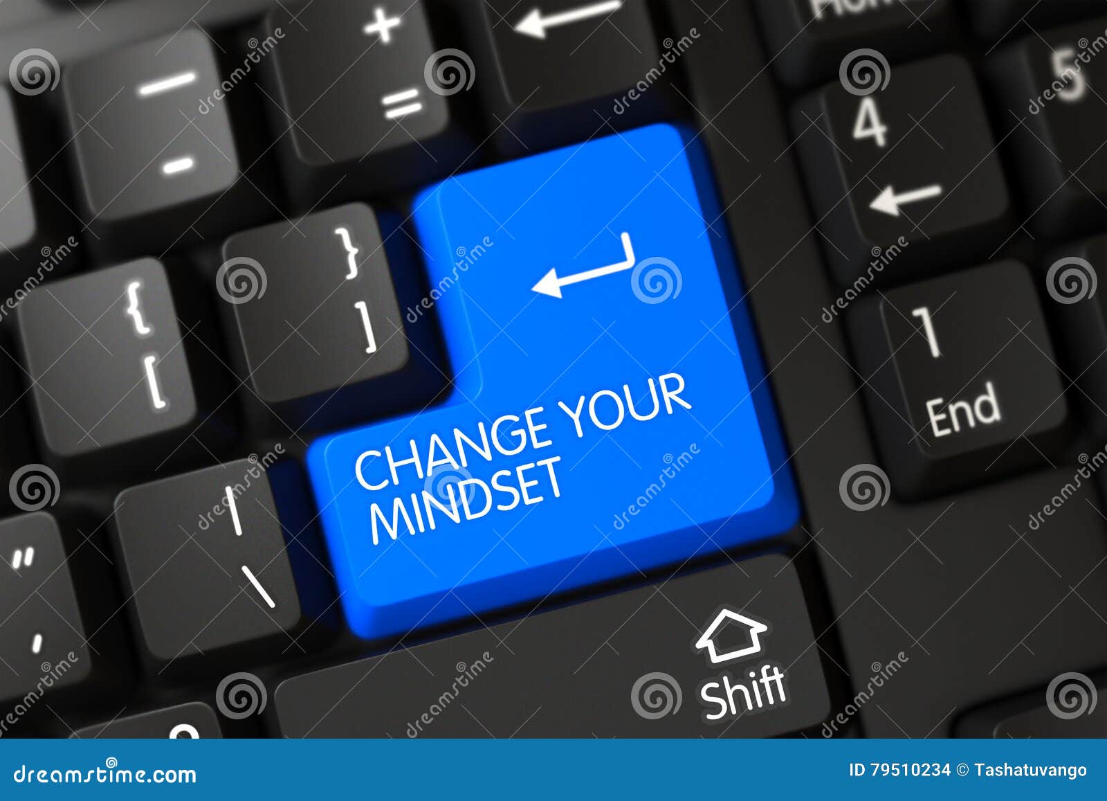 Blue Change Your Mindset Button on Keyboard. 3D. Stock Photo - Image of ...