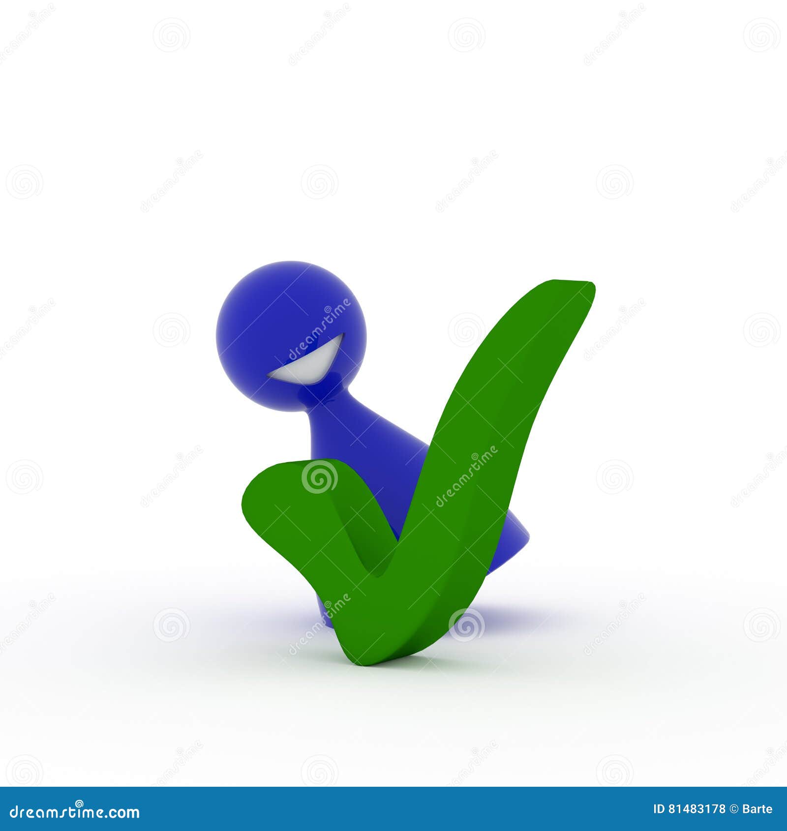 Blue Character with a Green Check Mark Stock Illustration ...