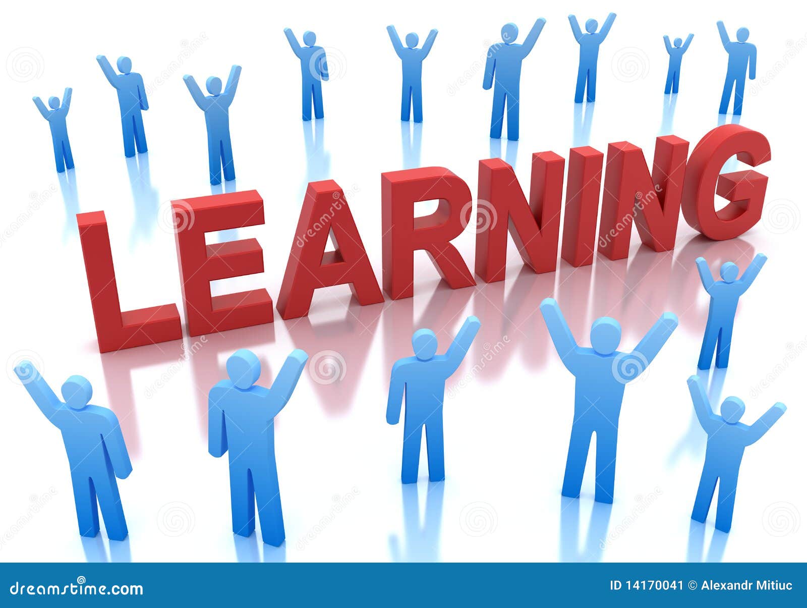 Blue Characters Round the Word Learning Stock Illustration ...