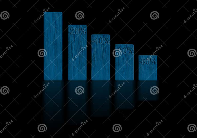 Blue Chart Bar Decrease with Many Discounts, Price Down and Discount ...