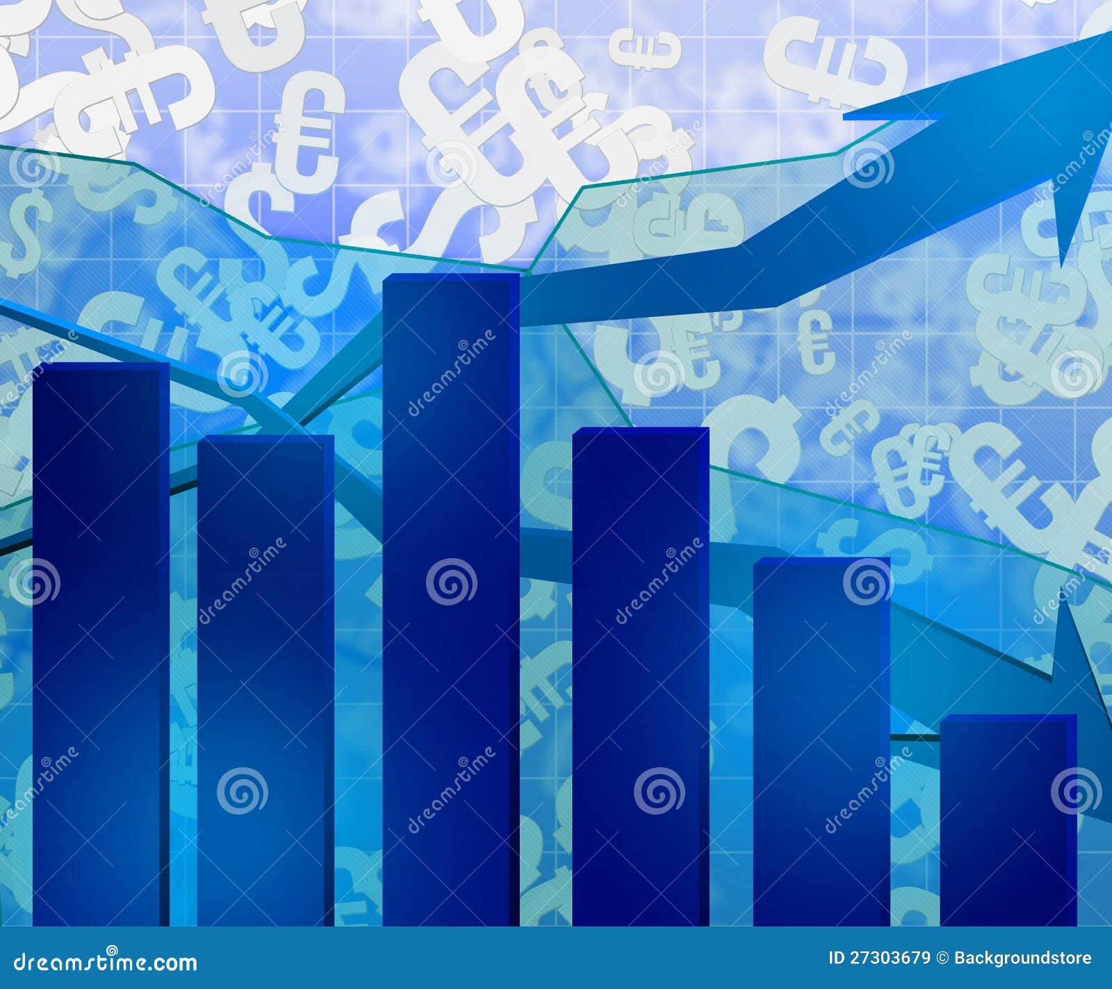 Economic Background With Graph And Continents Vector Illustration ...