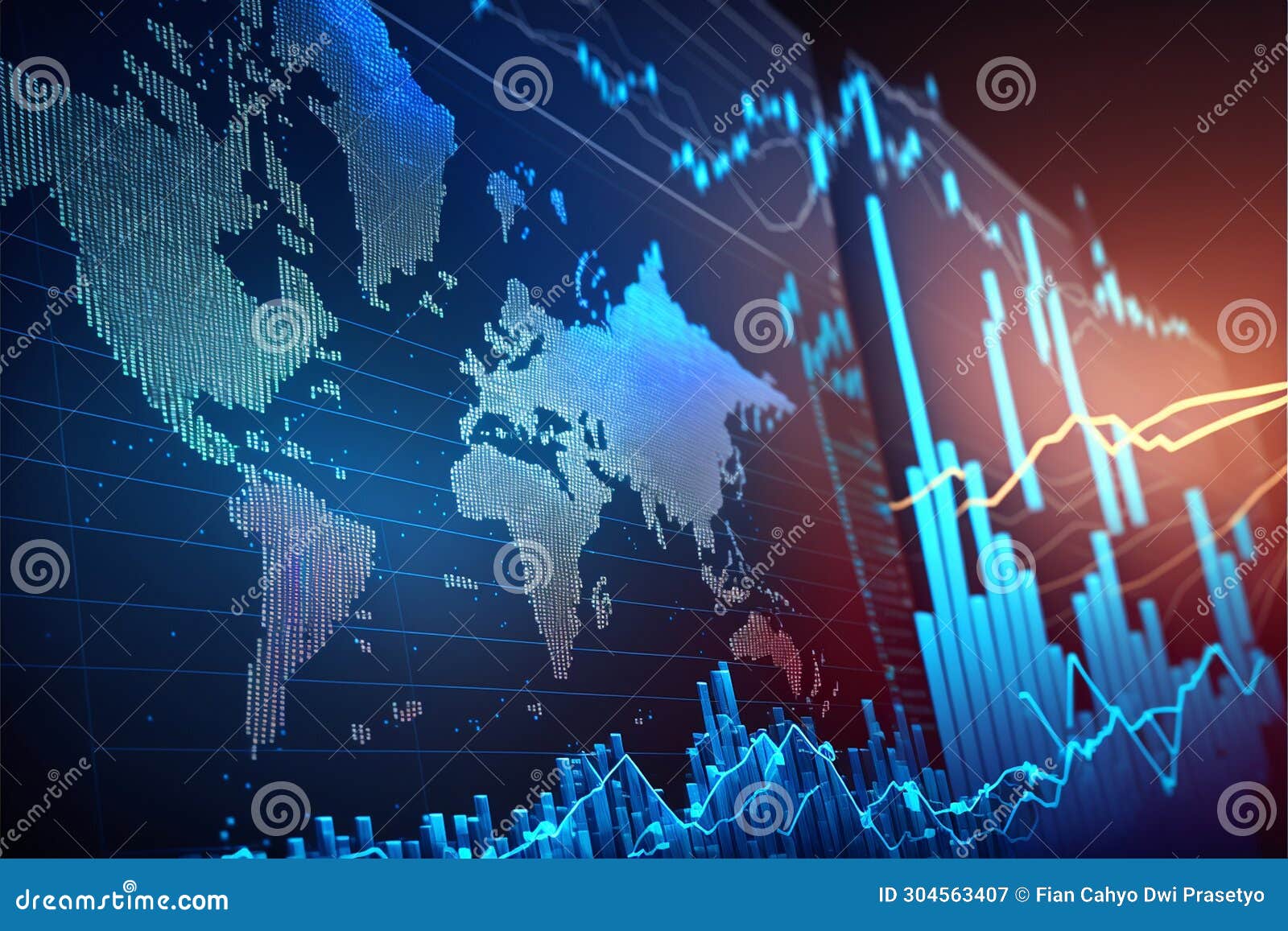 Blue Chart Trading Background Stock Image - Image of success, global ...