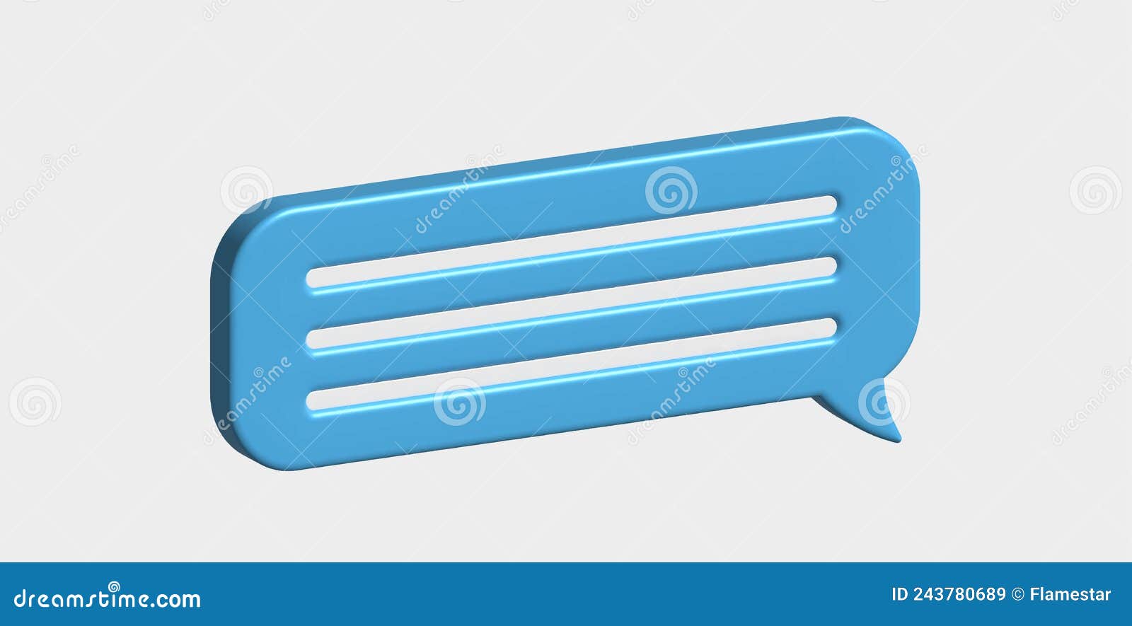 Blue Chat Bubble 3d Isolated on White. 3d Glossy Vector. Stock Vector ...