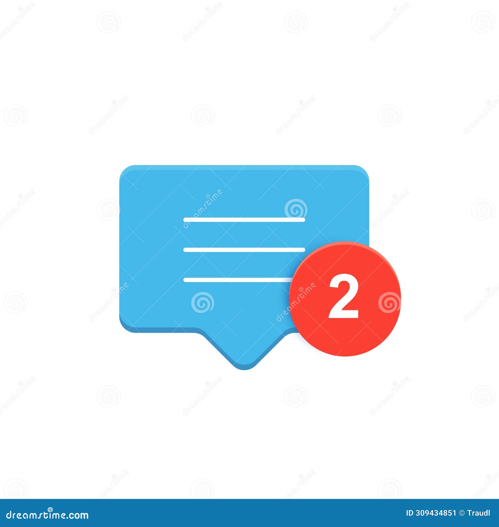Blue Chat Bubble Icon Design with Red Notification for Unread Messages ...