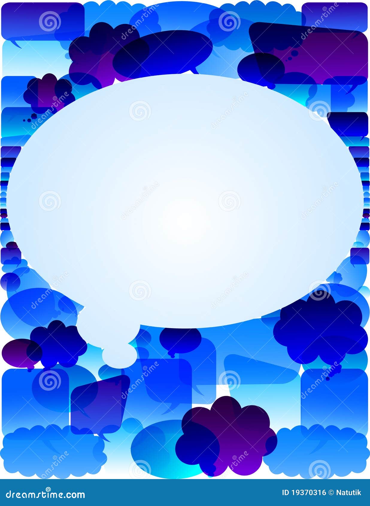 Blue chat card stock vector. Illustration of dialog, message - 19370316
