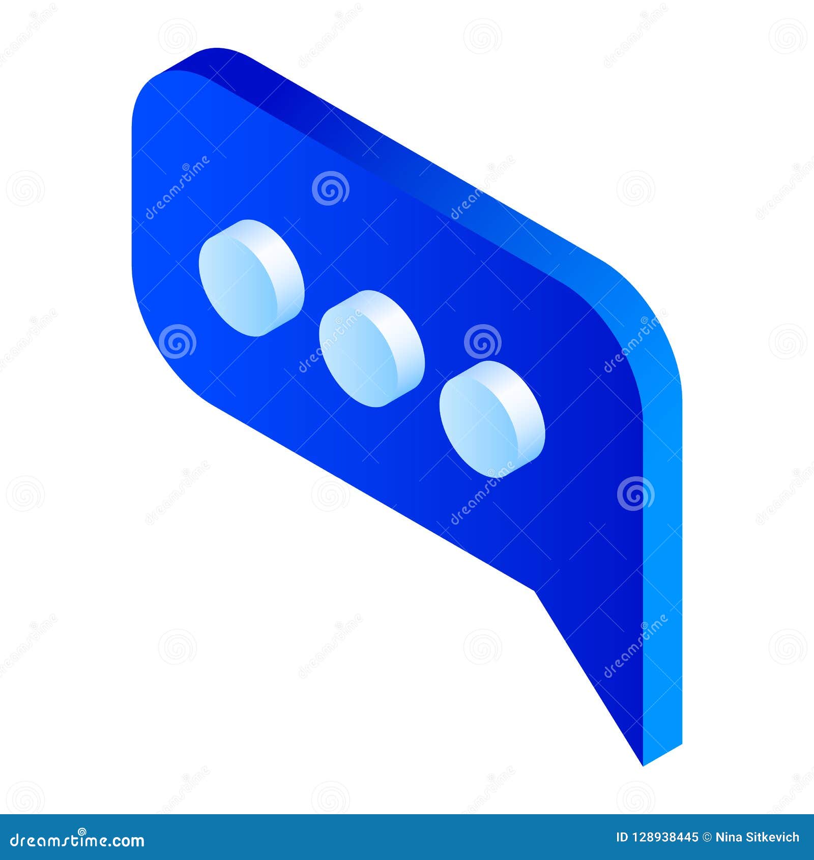 Blue Chat Icon, Isometric Style Stock Vector - Illustration of glossy ...